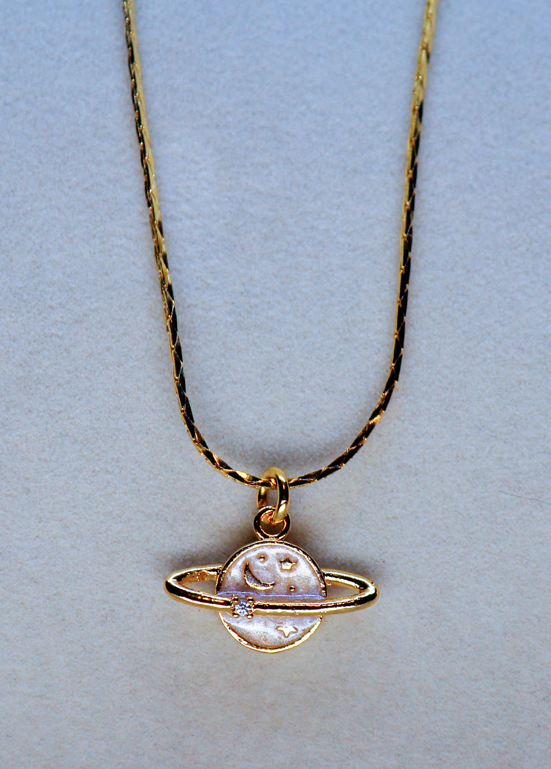 Gold Enamel Saturn Necklace – Rachel Cielo